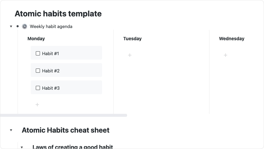 Workflowy template - Atomic habits template